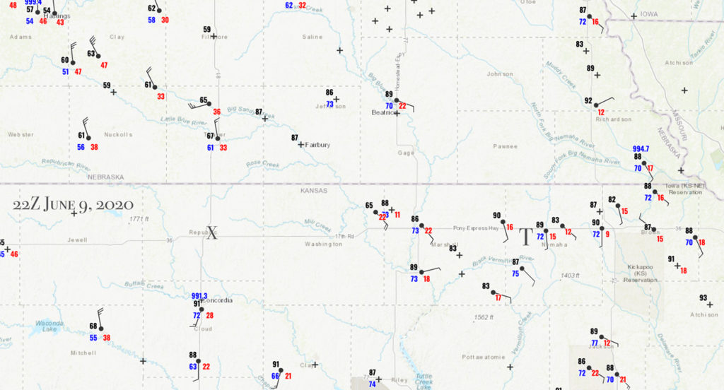 June 9, 2020 Kansas/Nebraska border supercells and weak tornados